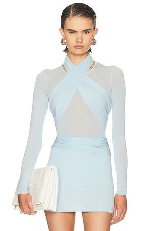 Wardrobe.NYC Translucent Bodysuit - Sky