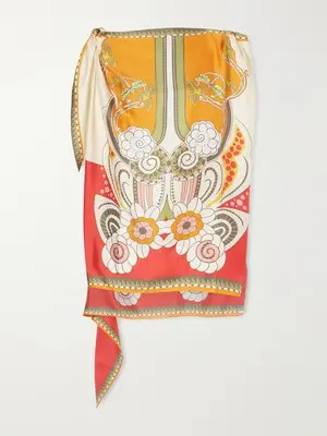 La DoubleJ Full On Foulard Printed Silk Top - Red