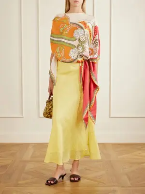La DoubleJ Full On Foulard Printed Silk Top - Red