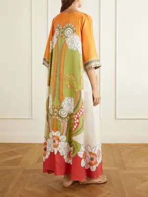 La DoubleJ Muumuu Belted Printed Silk-twill Maxi Dress - Multi