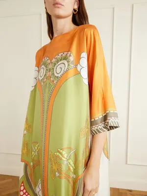 La DoubleJ Muumuu Belted Printed Silk-twill Maxi Dress - Multi