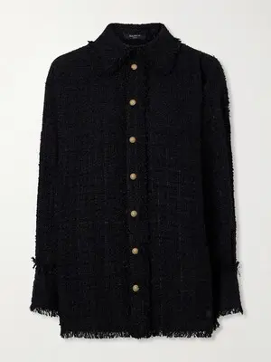 Balmain Cotton-blend Tweed Shirt - Black