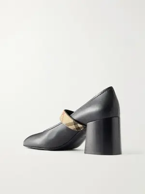 Burberry Checked Leather Mary Jane Pumps
