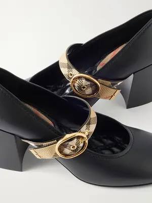 Burberry Checked Leather Mary Jane Pumps