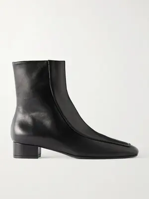 HERBERT LEVINE Shadow Ban Leather Ankle Boots - Black