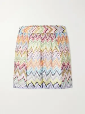 Missoni Chevron Stripe Crochet Knit Shorts - Multi