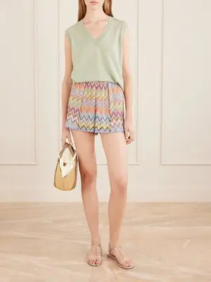 Missoni Chevron Stripe Crochet Knit Shorts - Multi