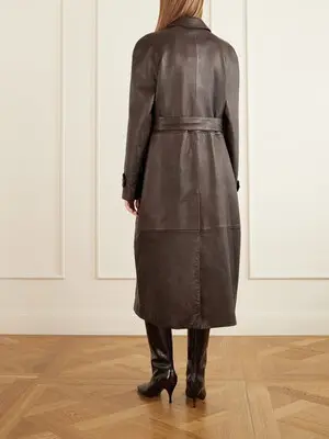 Magda Butrym Belted Leather Trench Coat