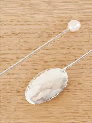 GOHAR WORLD Set Of Two Plated Cocktail Spoons With Pearl Embellishments