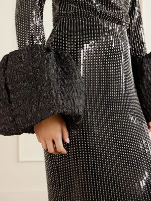 DIMA AYAD Studded Sequin-trimmed High Neck Blouse