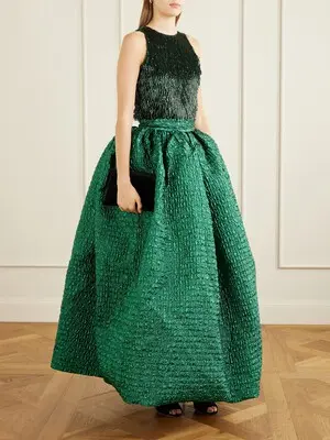 DIMA AYAD Embellished High Neck Sleeveless Jersey Blouse