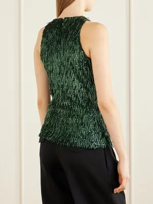 DIMA AYAD Embellished High Neck Sleeveless Jersey Blouse
