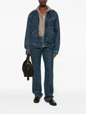 Kenzo Signature Logo Embroidered Straight-leg Jeans - Blue