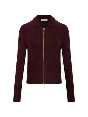 Victoria Beckham Ribbed Zip-up Cardigan - Red
