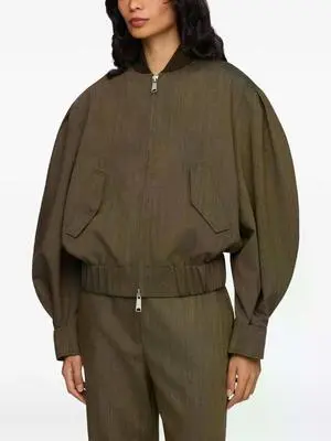 GANNI Mélange Effect Puff-sleeve Bomber Jacket