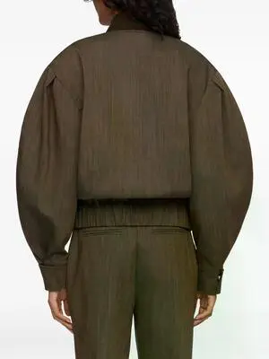 GANNI Mélange Effect Puff-sleeve Bomber Jacket