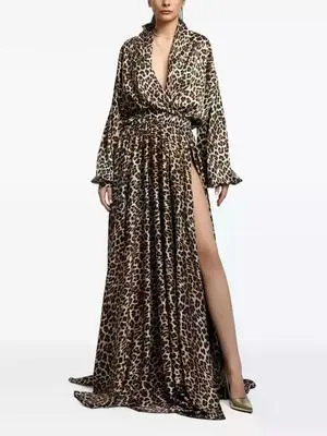 MIAU BY CLARA ROTESCU Leopard Print Maxi Dress - Neutrals