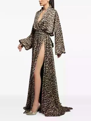 MIAU BY CLARA ROTESCU Leopard Print Maxi Dress