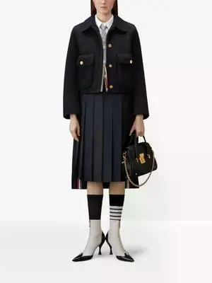 Thom Browne Intarsia Argyle Pointelle Cardigan - Grey