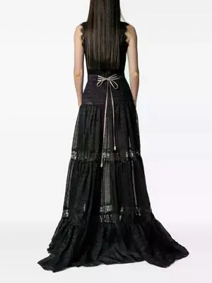 MIAU BY CLARA ROTESCU Lace-trimmed Maxi Dress - Black