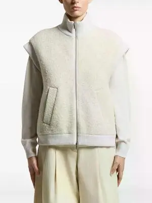 Peserico Sleeveless Sequin-embellished Bouclé Jacket - Neutrals