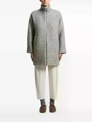 Peserico Embellished High-neck Coat - Grey
