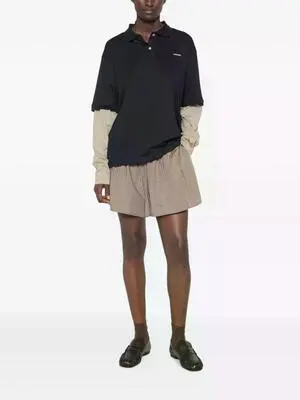 Miu Miu Layered Sleeve Striped Polo Shirt
