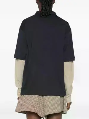 Miu Miu Layered Sleeve Striped Polo Shirt