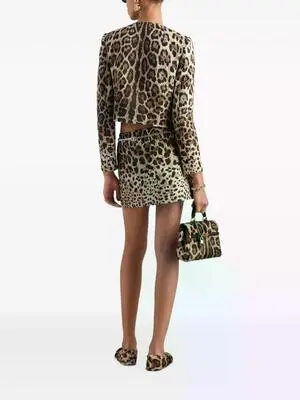 Dolce & Gabbana Leo-print Brocade Single-breasted Jacket With Jewel Buttons