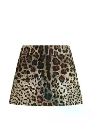 Dolce & Gabbana Leo-print Brocade Mini Skirt - Neutrals