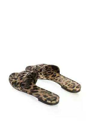 Dolce & Gabbana Leopard Print Calfskin Flat Slides