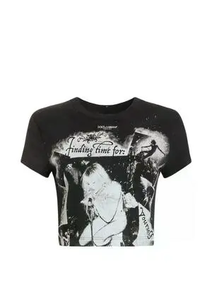 Dolce & Gabbana White Graphic T-shirt - Black