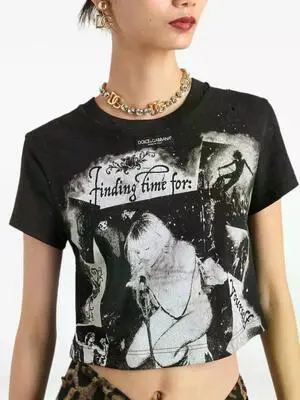 Dolce & Gabbana White Graphic T-shirt - Black