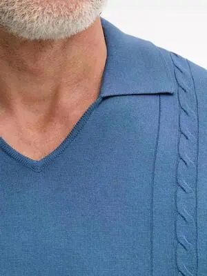 BENETTON Cable-knit V-neck Polo Shirt