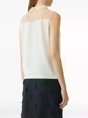 Fabiana Filippi Sleeveless Lace Peter Pan Collar Blouse - White