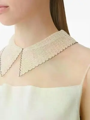 Fabiana Filippi Lace Collar Mesh Yoke Blouse
