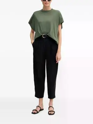 BENETTON Pleated Tapered Linen Trousers