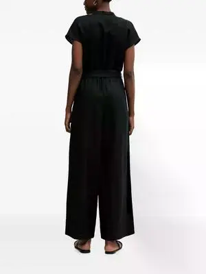 BENETTON Lace-trim Belted Jumpsuit - Black