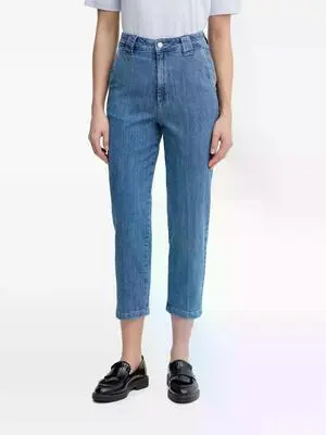 BENETTON High-waisted Cropped Jeans With Silver-tone Hardware