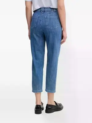 BENETTON High-waisted Cropped Jeans With Silver-tone Hardware