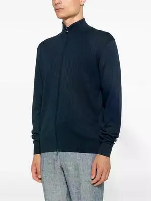 Corneliani Ribbed-knit Zip-fastening Cardigan
