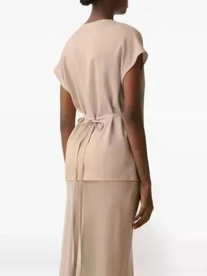 Fabiana Filippi Beige Wrap Top With Gold-tone Hardware
