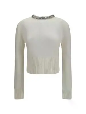 Pinko Crystal-embellished Knit Sweater - Neutrals