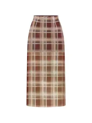 FRAME Plaid Organza Maxi Skirt - Red