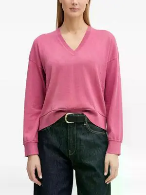 BENETTON V-neck Fine Knit Sweater - Pink