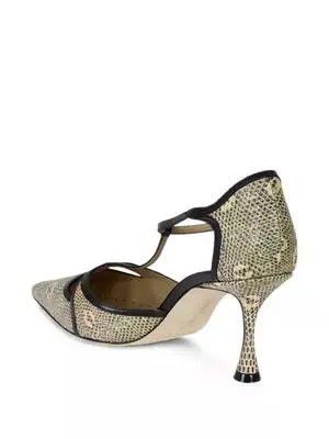 Manolo Blahnik Gish Snakeskin-effect T-bar Pumps