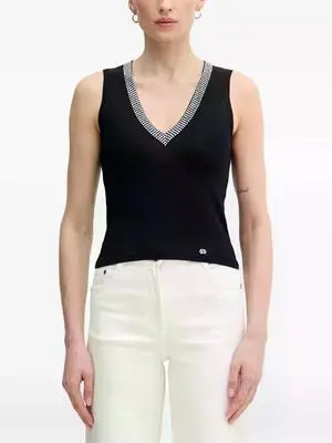 GAUDI Crystal-embellished V-neck Sleeveless Top - Black