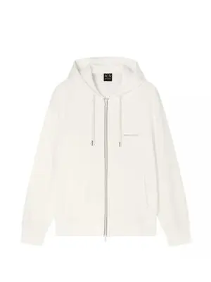 Emporio Armani Logo Patch Zip-up Hoodie - Neutrals