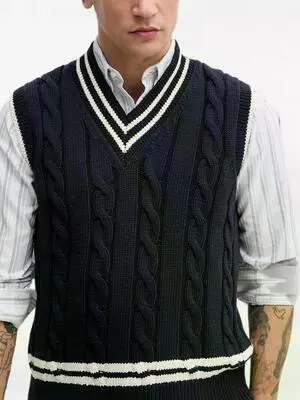 BENETTON Cable Knit V-neck Sweater Vest