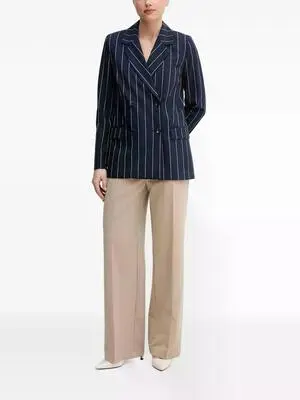 BENETTON Pinstripe Double-breasted Blazer - Blue